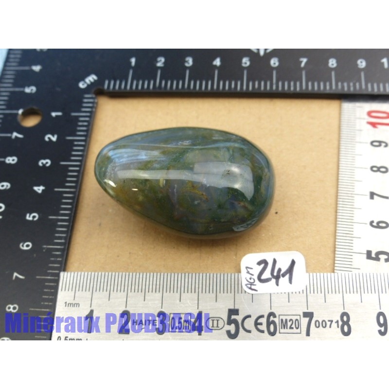 Agate Mousse en pierre roulée jumbo. Pierre détox. Pierres de soins.